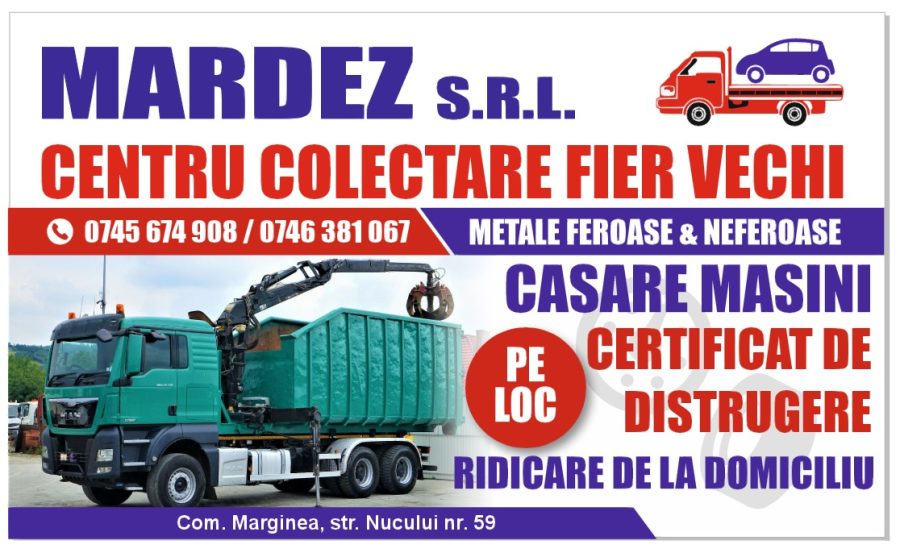 Centru colectare fier vechi autovehicule uzate, deșeuri feroase și ...